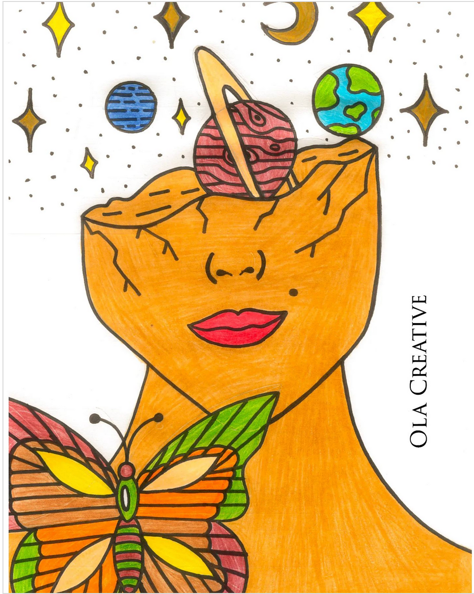 Butterfly Space Girl Print – Ola Creative Designs and Creations